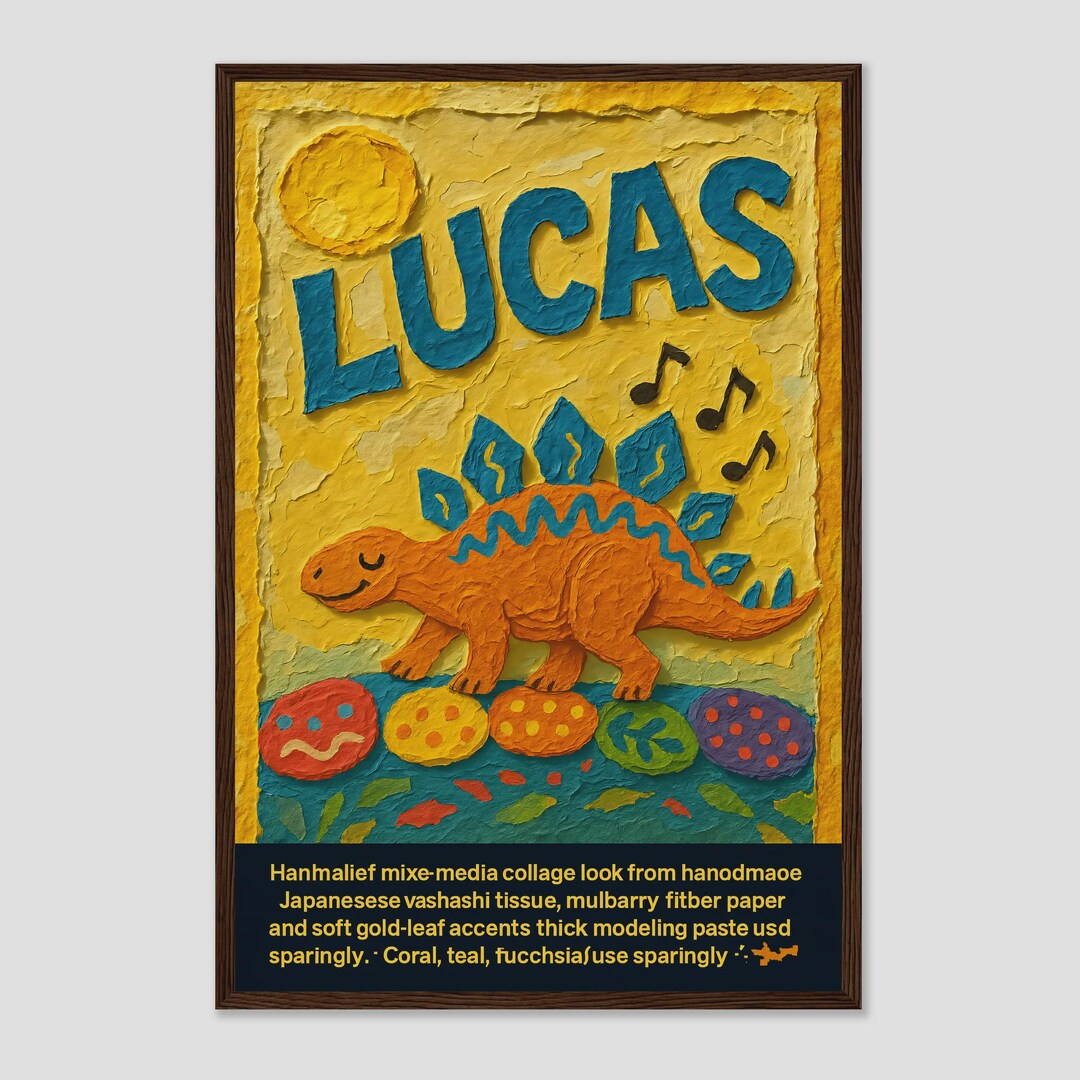 Lucas Rainbow Stegosaurus Music Kids Collage - Etsy
