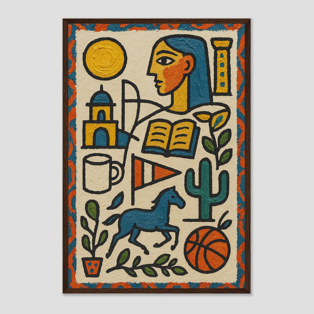 Silver City Cubist Desert Abstract Wall Art - Etsy