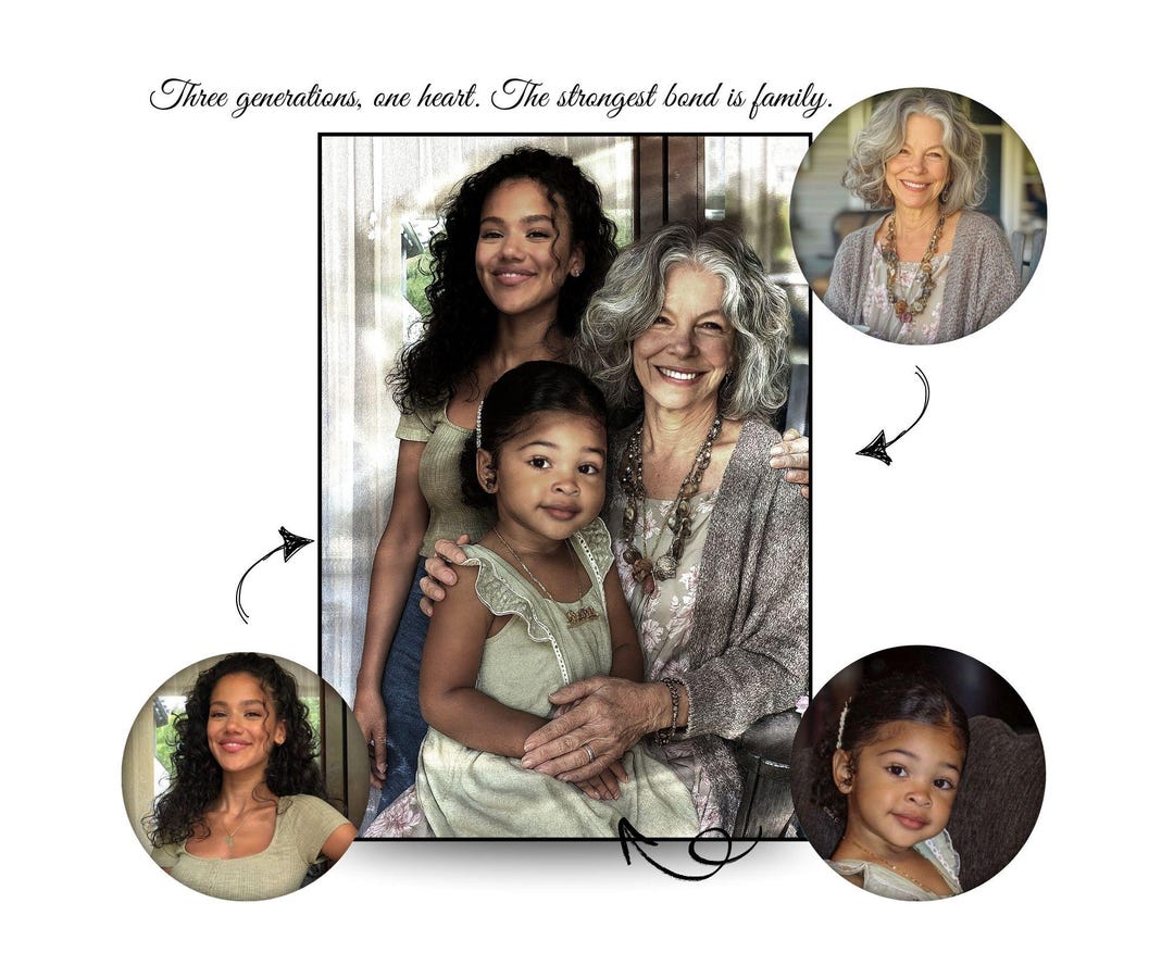 Custom 3 Generation Family Portrait | Legacy Family Art | Grandparent ...