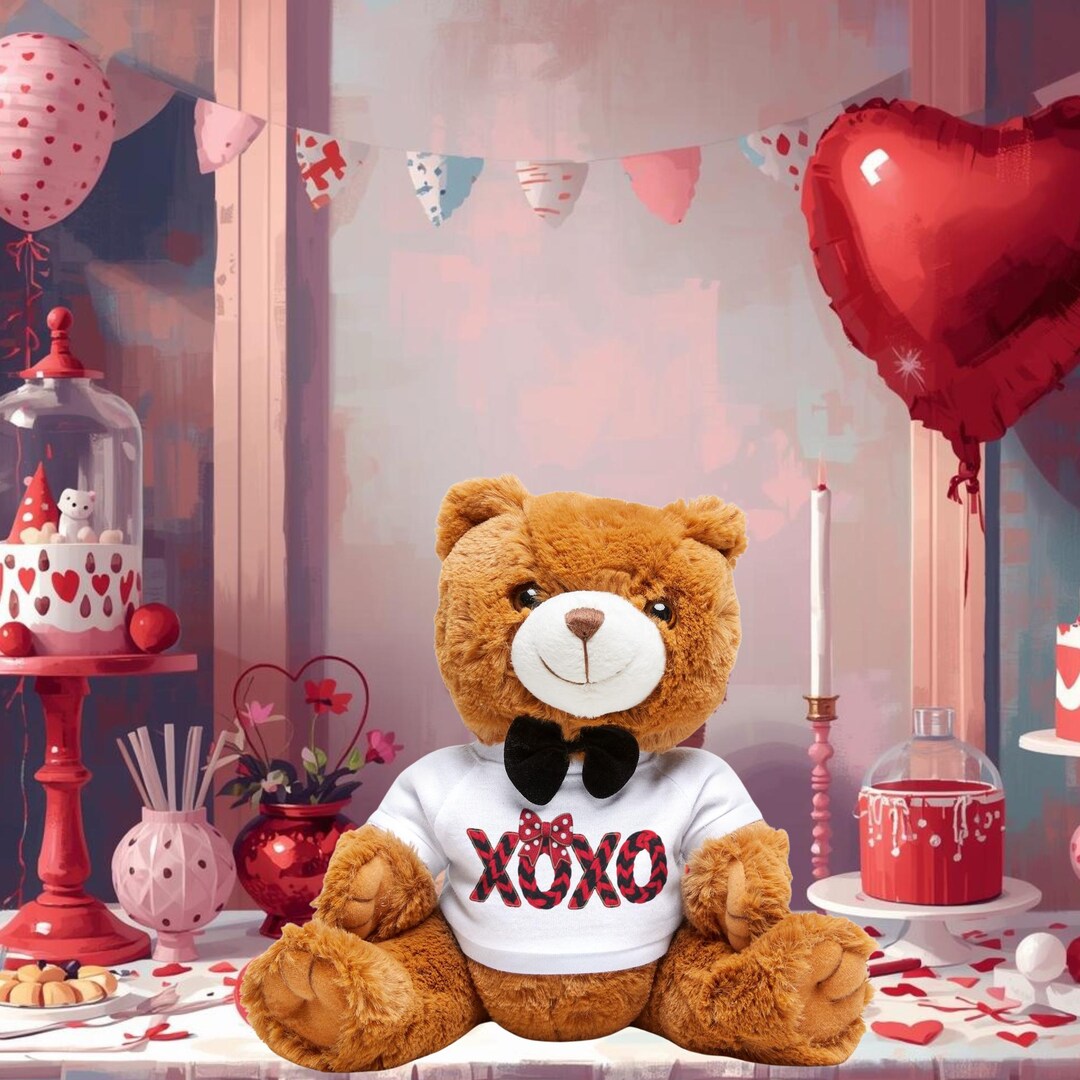 XOXO Plaid Teddy Bear With T-shirt | Plush Valentine Bear - Etsy