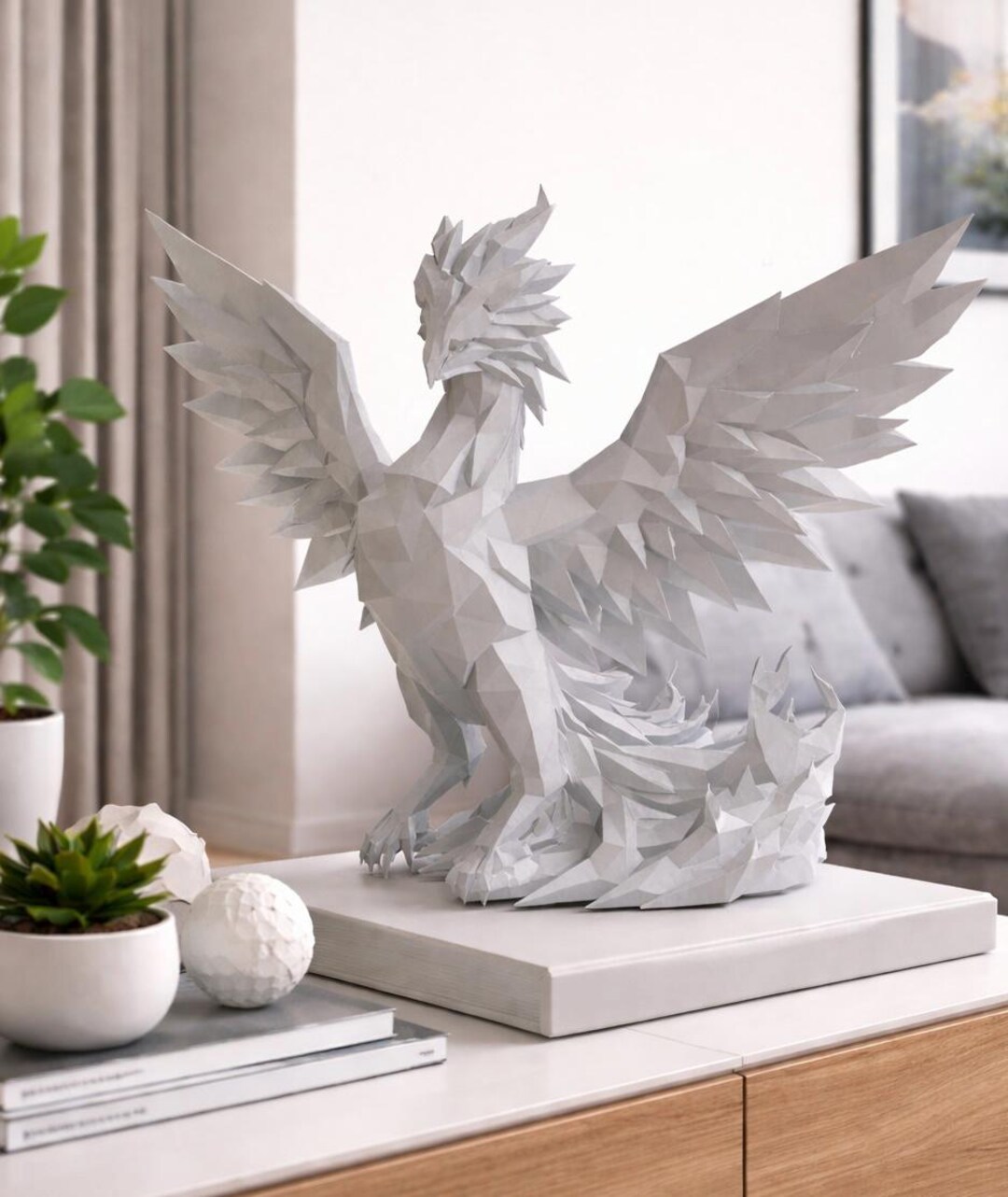 Modern Geometric Phoenix Statue 3D Model STL File | Majestic Fantasy ...