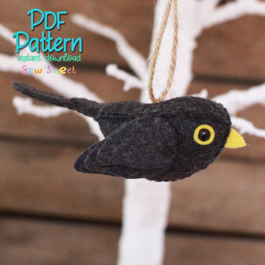 Blackbird Digital Pdf Sewing Pattern Tutorial for Wool Felt Hand Sewn ...