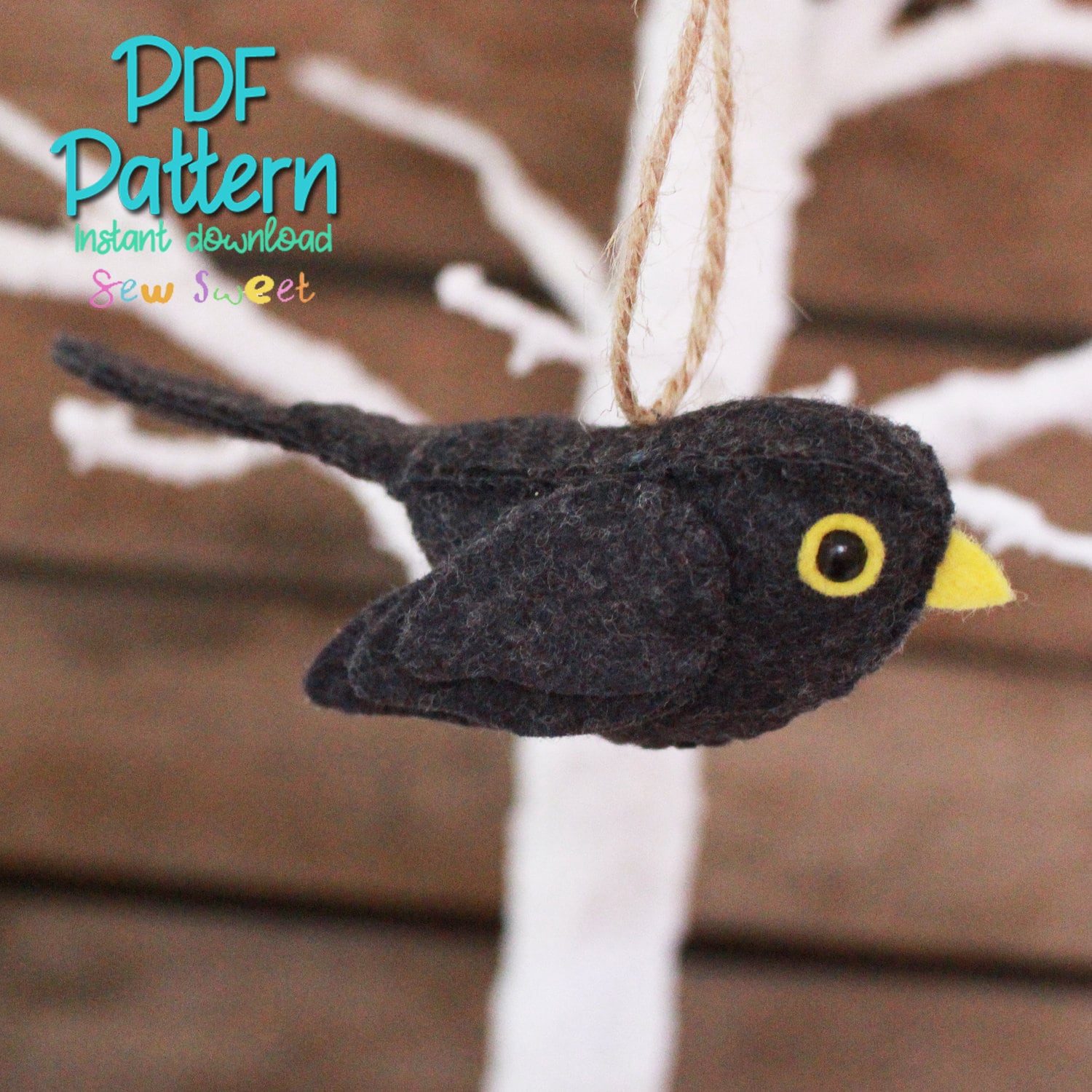 Blackbird Digital Pdf Sewing Pattern Tutorial for Wool Felt Hand Sewn ...