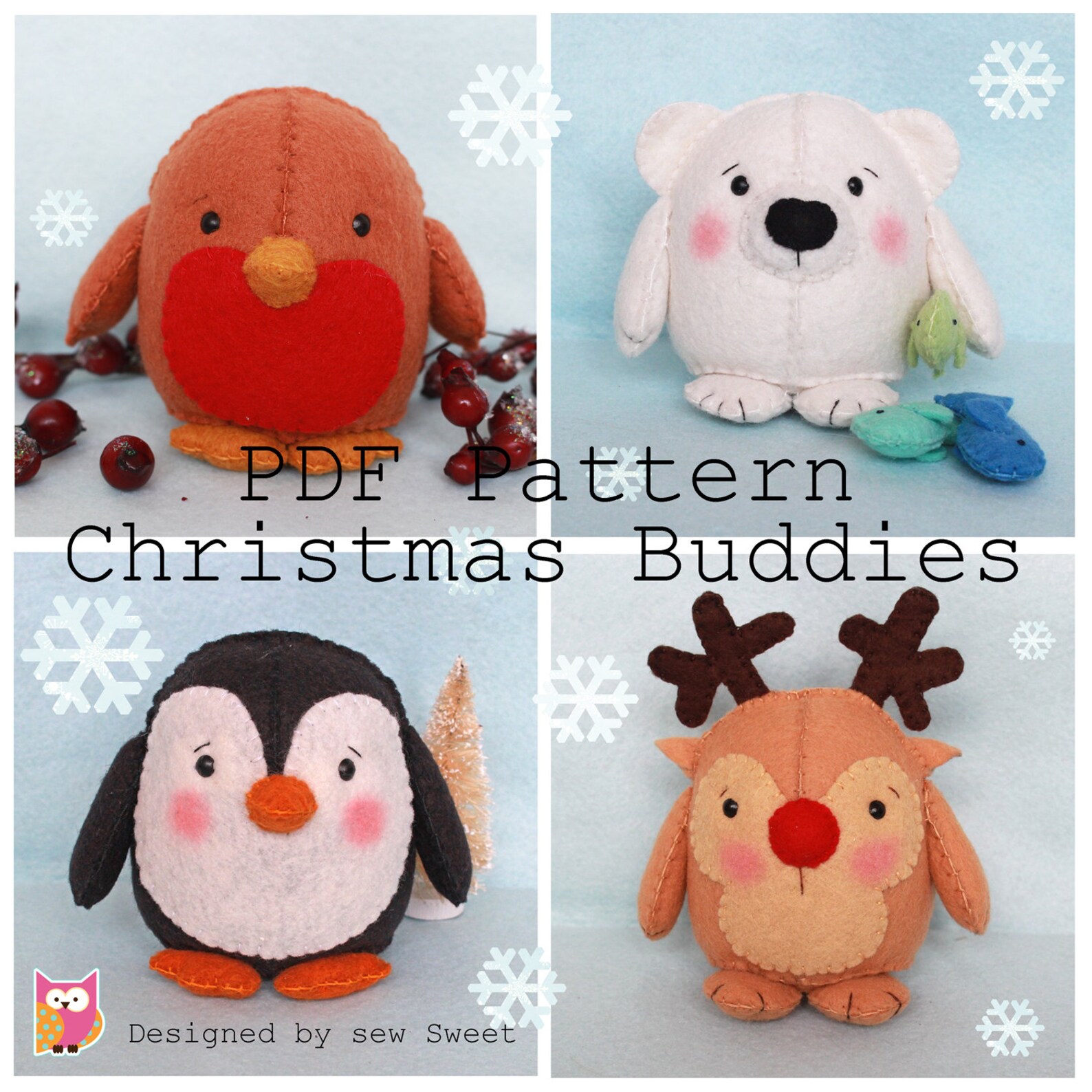 Christmas Buddies Pdf Pattern, Instant Download, Sewing Pattern, Diy ...