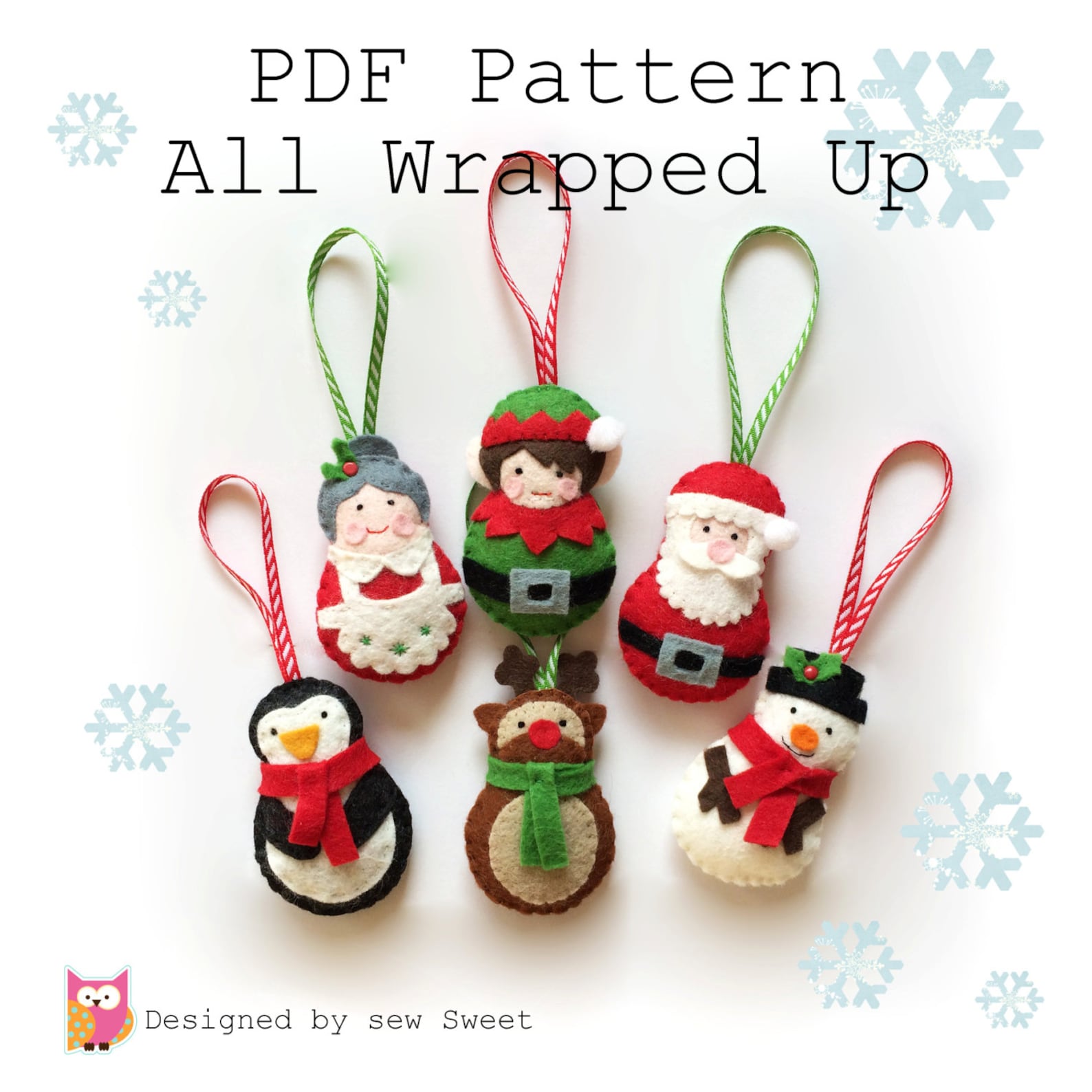 All Wrapped up Christmas Ornament Decorations - PDF PATTERN, Tree ...