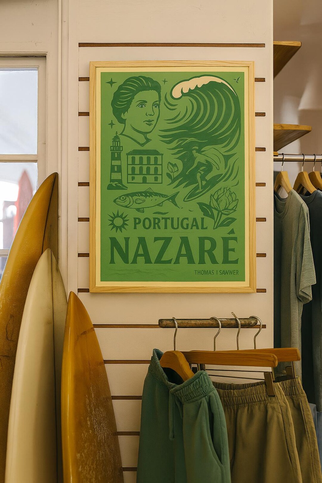 Nazaré Portugal - Vintage Surf Poster by Thomas J Sawyer - Worlds ...