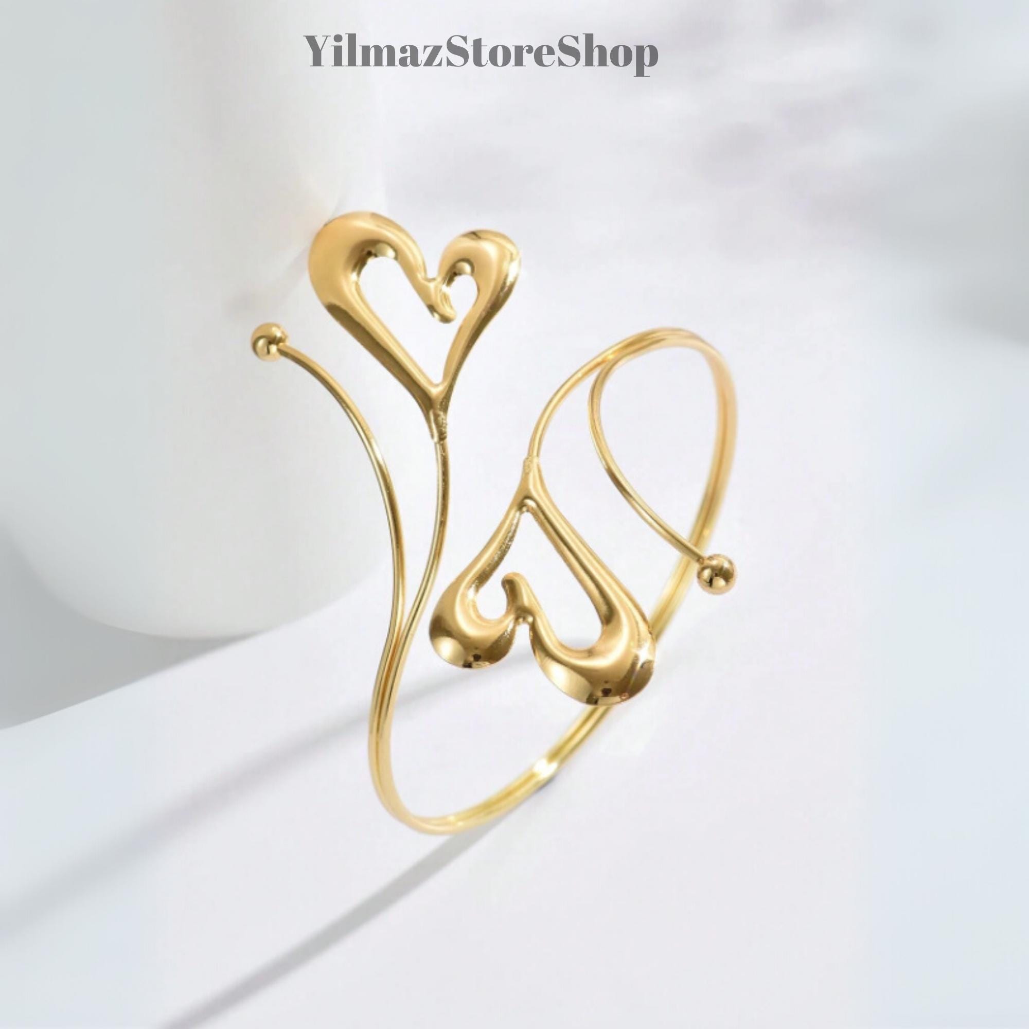 Minimalist Heart Arm Cuff: Adjustable Metal Bangle Bracelet - Etsy
