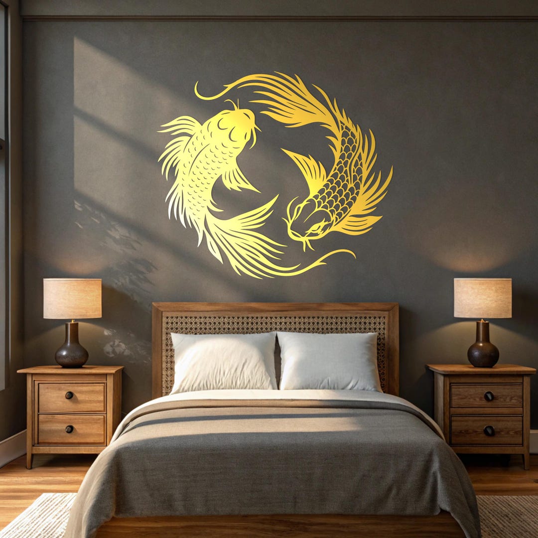 Yin Yang Koi Fish Wall Art, Metal Koi Fish Wall Decor, Koi Fish Wall ...