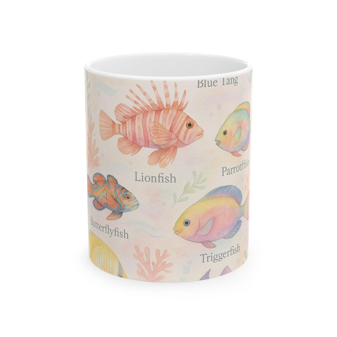 Ocean Fish Ceramic Mug – Glossy Finish, Vibrant Kitchen Decor - Etsy