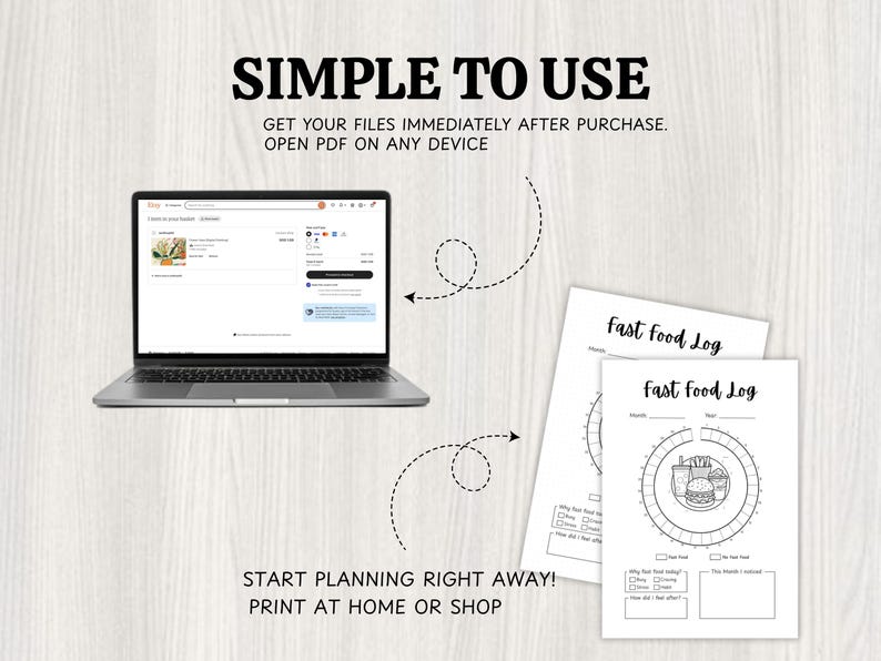 Fast Food Log Printable Journal: Food Diary, Eating Tracker, Takeout ...
