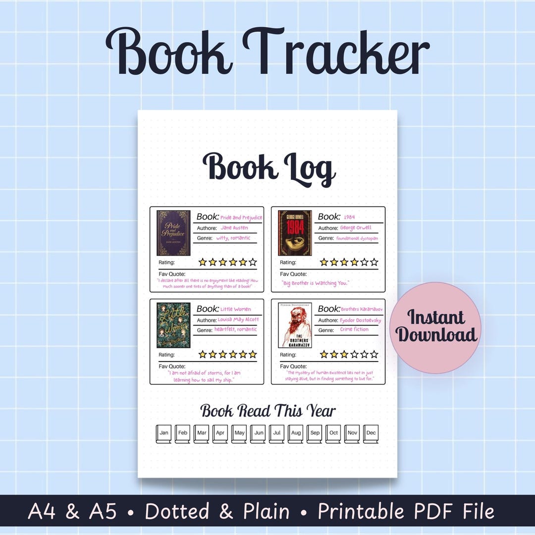 Books I've Read Tracker Printable Journal Page - Book Reviews & Reading ...