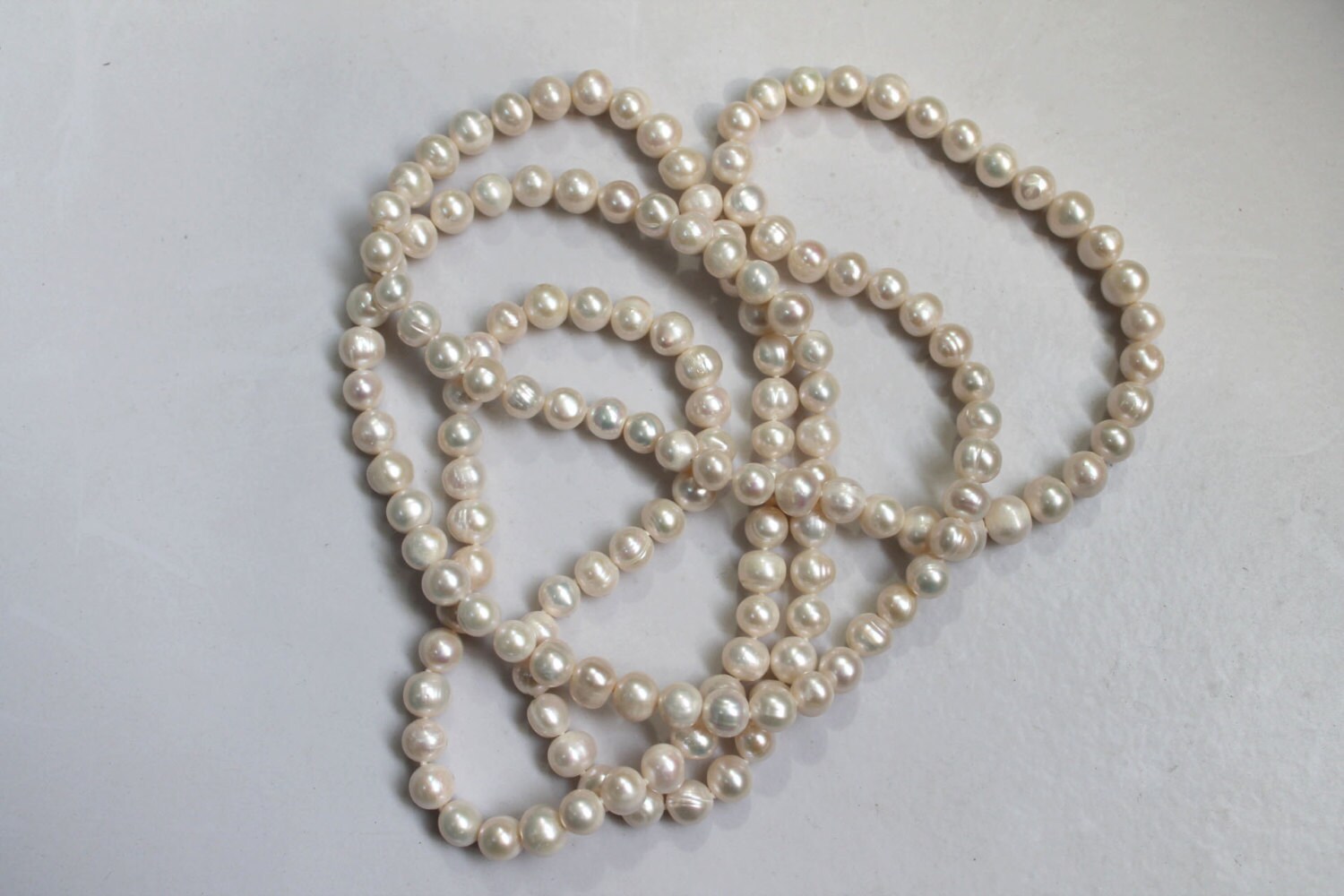 White 8-9mm Freshwater Pearl Rope Necklace - 48 Inch Long - Etsy