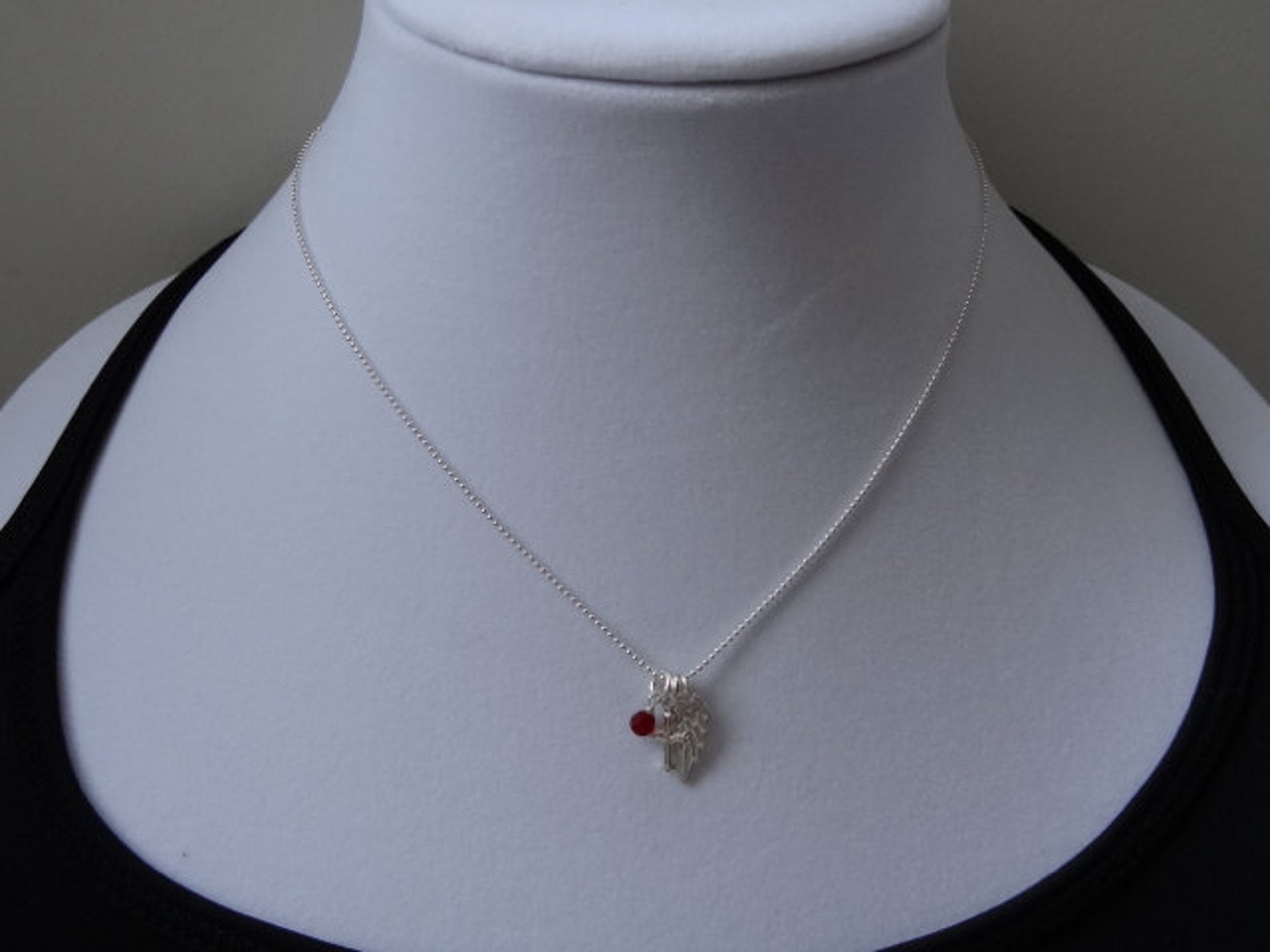 Sterling Angel Wing Necklace With Cross Charm Custom - Etsy
