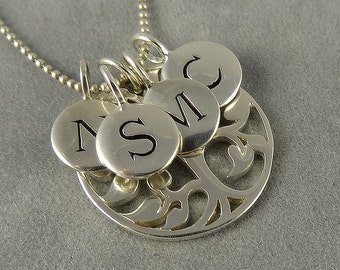 Silver Family Tree of Life Initial Necklace Personalized | Etsy