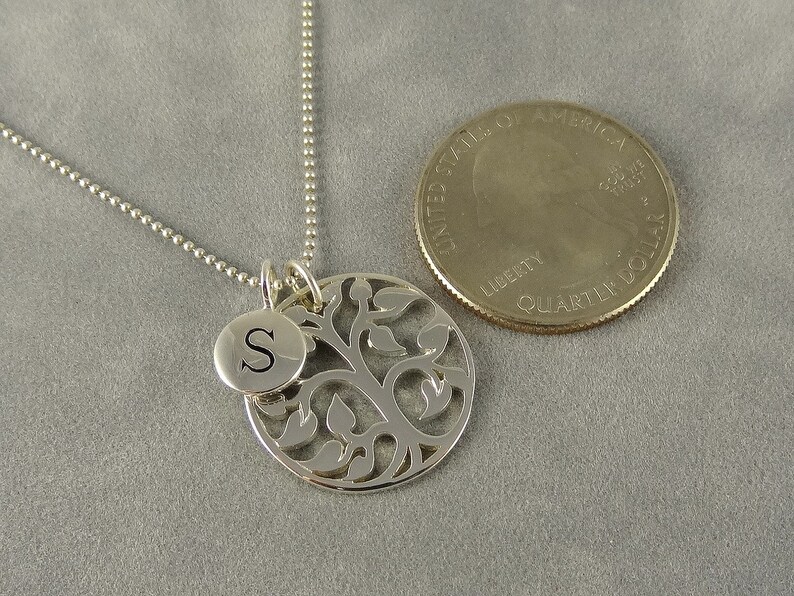 Silver Family Tree of Life Initial Necklace Personalized - Etsy
