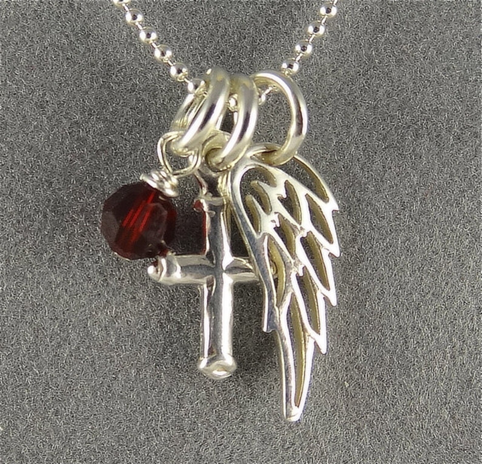 Sterling Angel Wing Necklace With Cross Charm Custom - Etsy