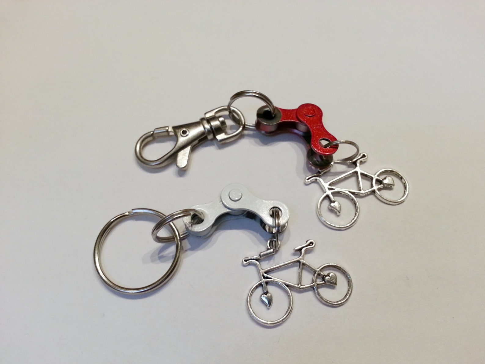 Bicycle Charm Bike Chain Key Chain Cute Heart - Listing is for ONE Key ...