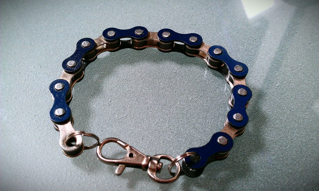 Bike Chain Bracelet Navy Blue and Silver Two-tone - BCNASI - Etsy