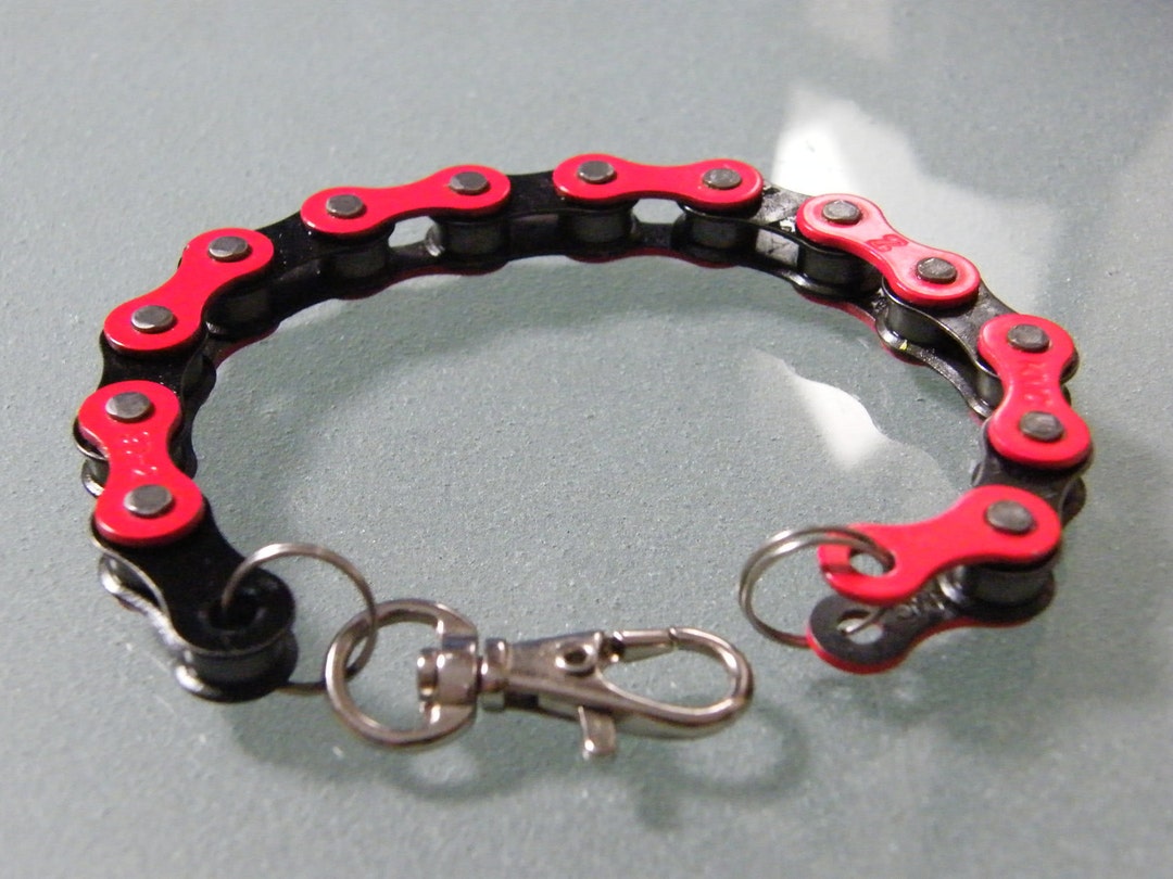 Bike Chain Bracelet Red and Black BCRBLK - Etsy