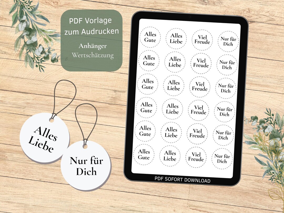 Printable Round Gift Tags With the Message "appreciation" – Instant PDF ...