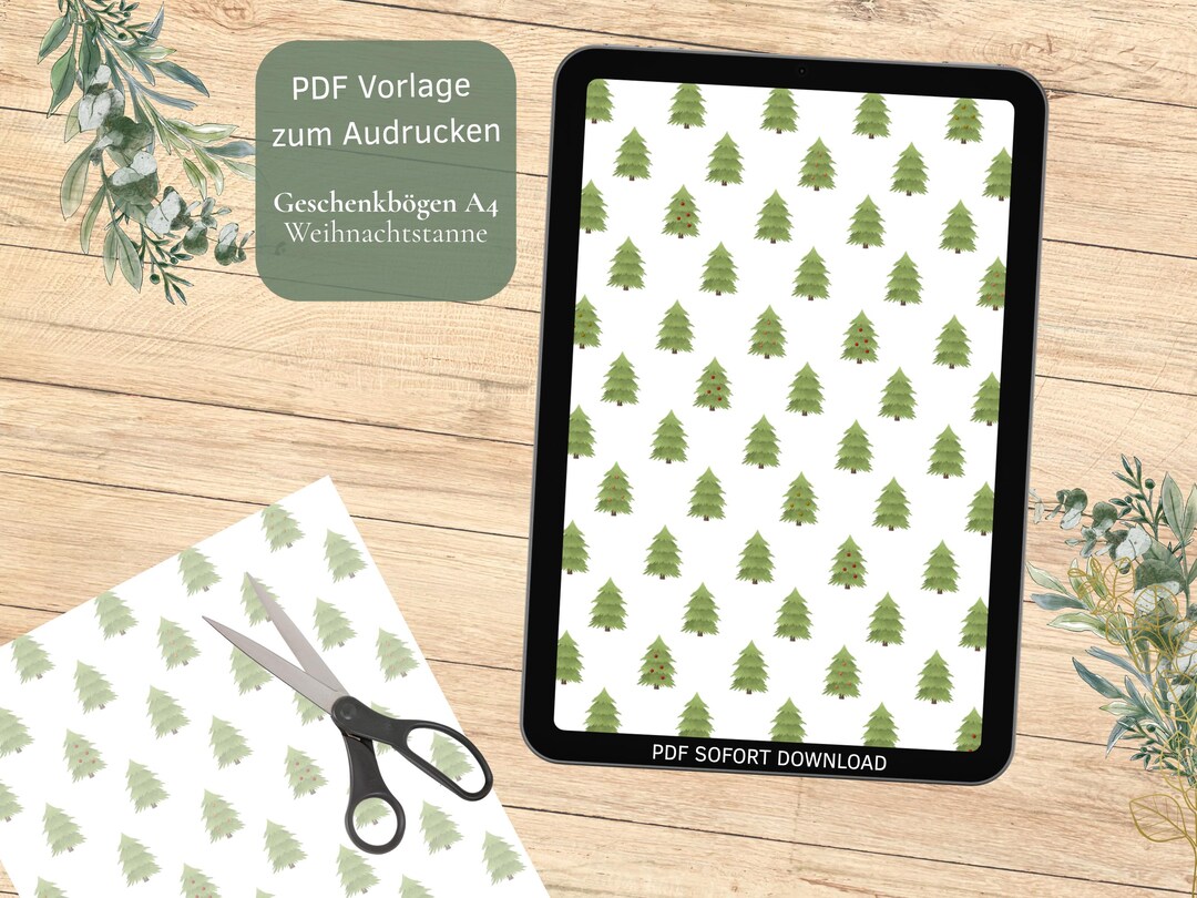 Printable Decorative Paper/gift Wrap "christmas Tree" – Instant ...