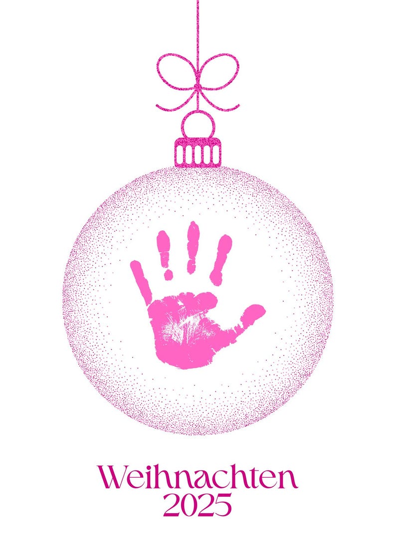 DIN A4 Christmas Poster | Hand & Footprint Template | Pink Christmas ...