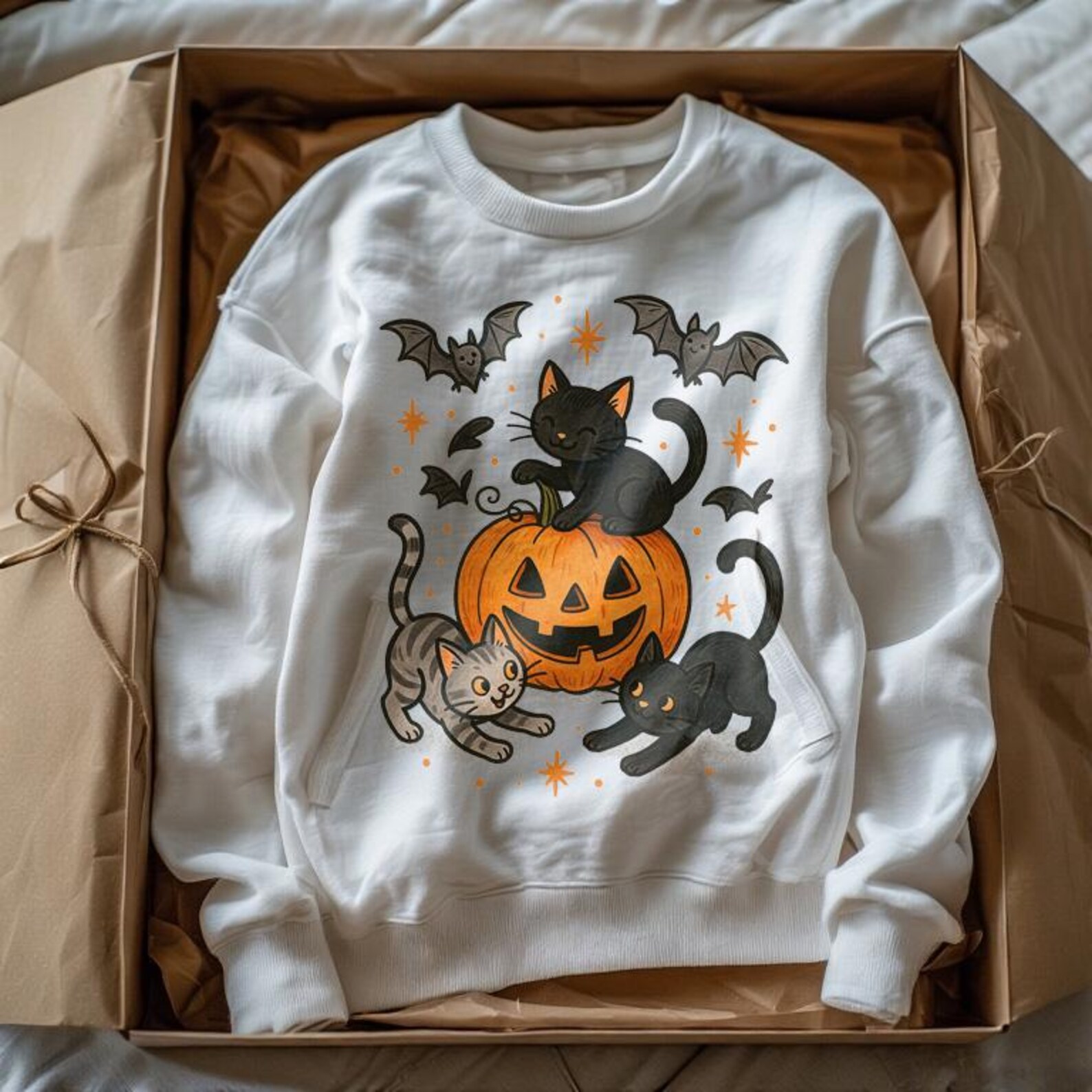 Halloween Scene PNG Download -bats, Cats, Pumpkin - Etsy