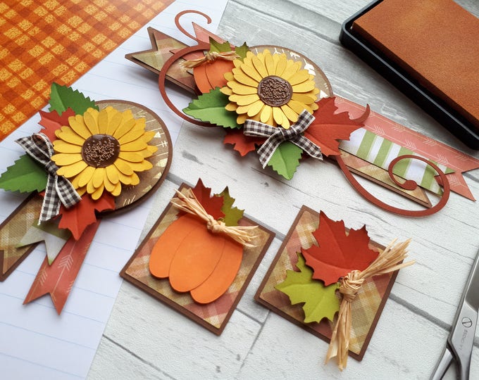 Fall Embellishment Cluster Set - Sunflower Scrapbook Embellishment Kit ...