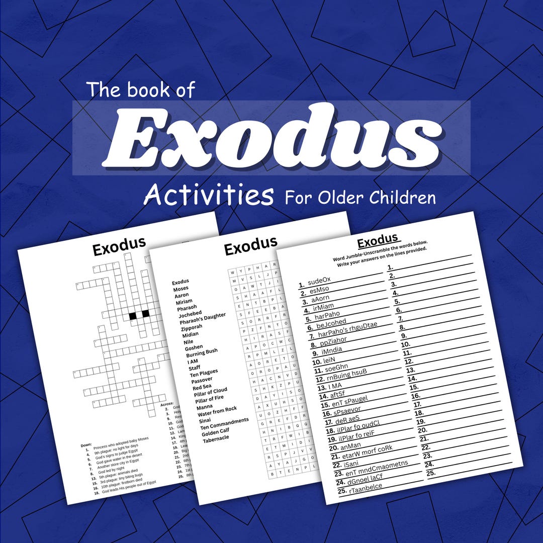 Exodus- Bible Learning Activities for Older Children- Wordsearch ...