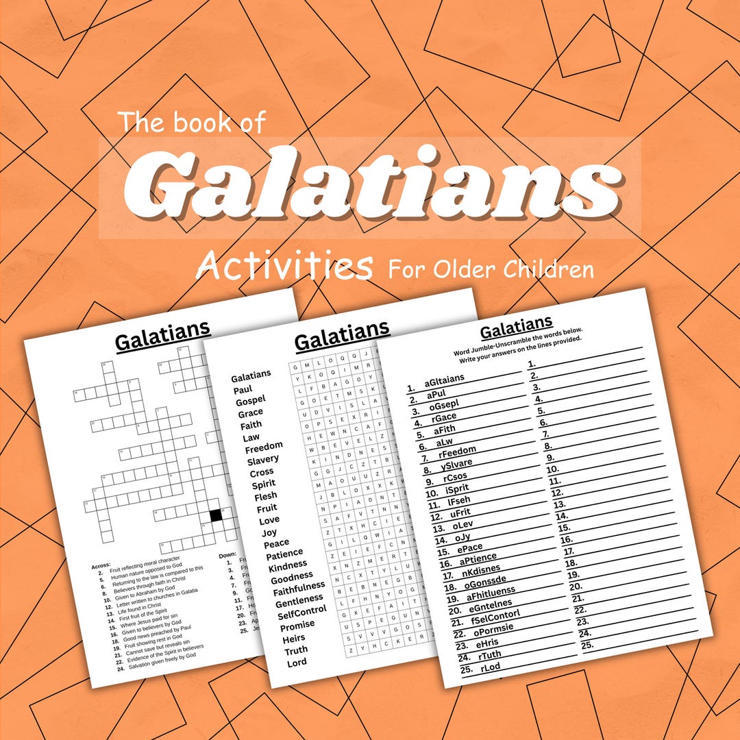 Galatians Bible Activities: Crossword, Word Search, and Word Scramble ...