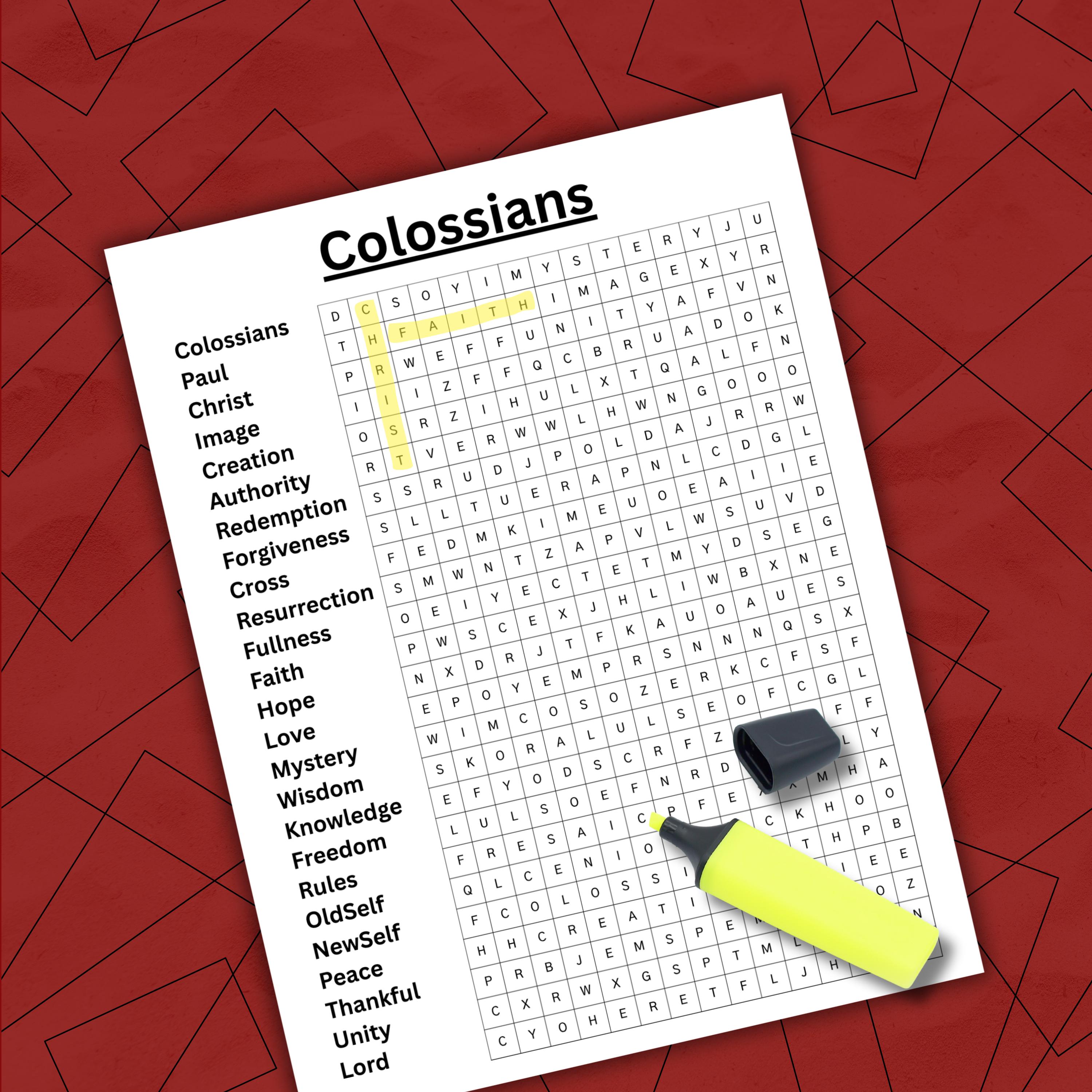Colossians Bible Activities: Crossword, Word Search, and Word Scramble ...