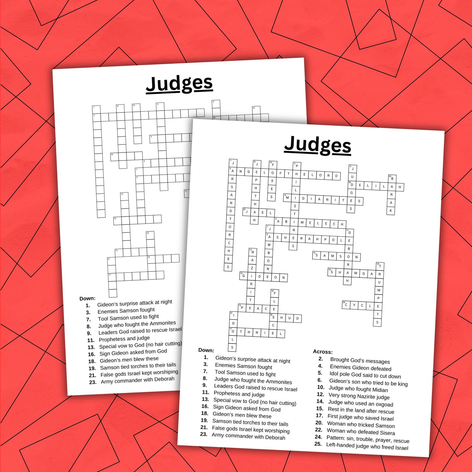 Judges Bible Activities: Crossword, Word Search (digital Download) - Etsy