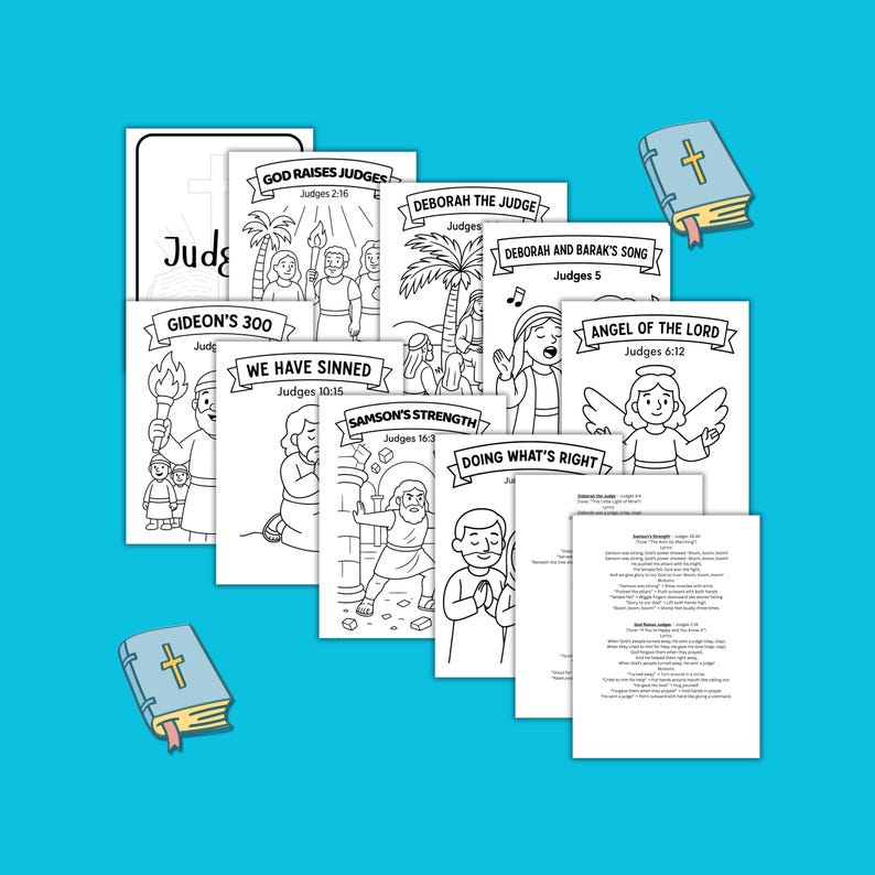 Judges Bible Coloring Pages and Songs for Kids (instant Download) - Etsy