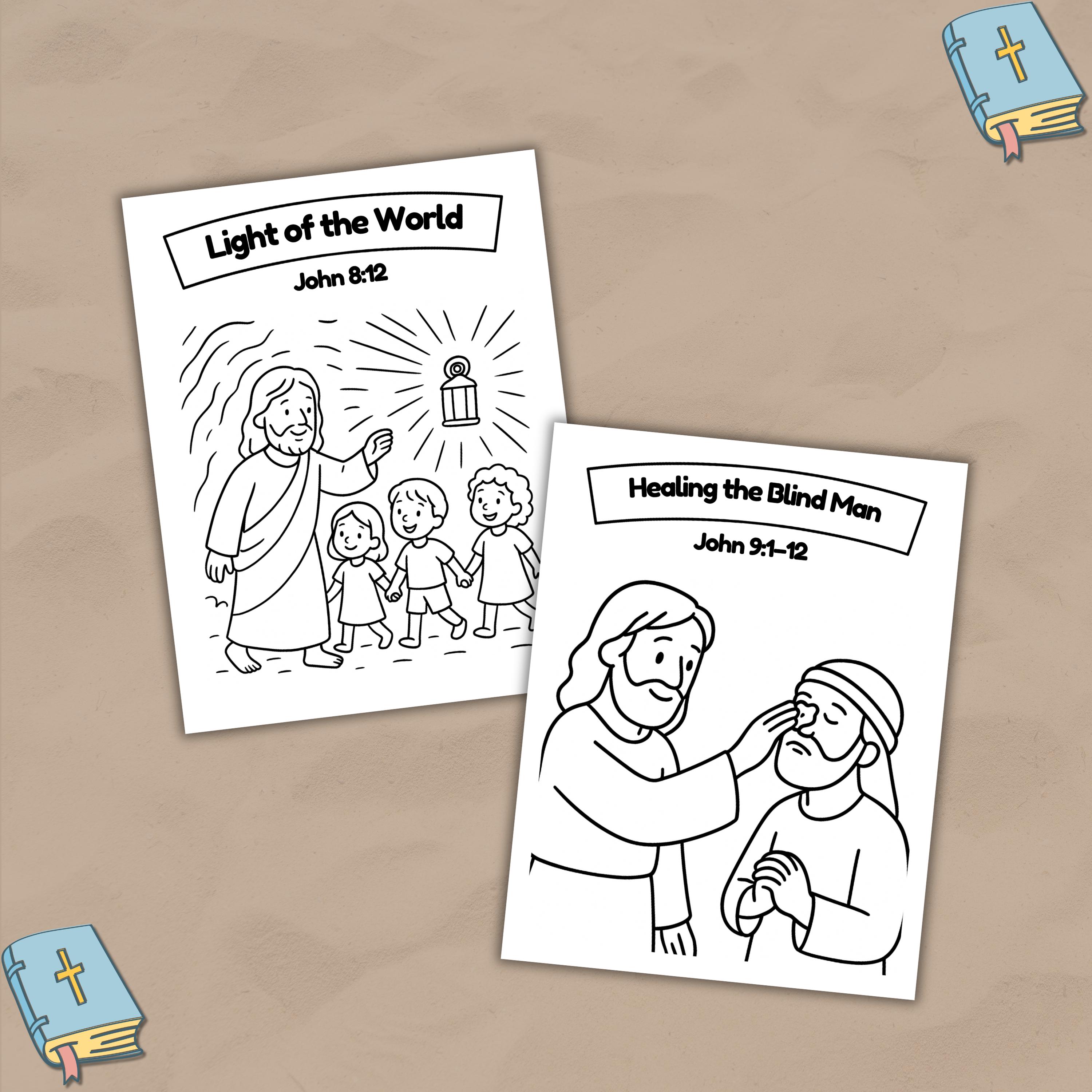 The Book of John Bible Coloring Pages and Songs for Kids (instant ...