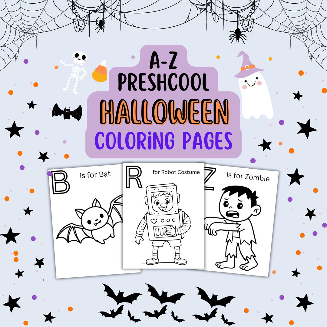 Halloween Alphabet Coloring Pages: A-Z Letter Tracing Worksheets ...