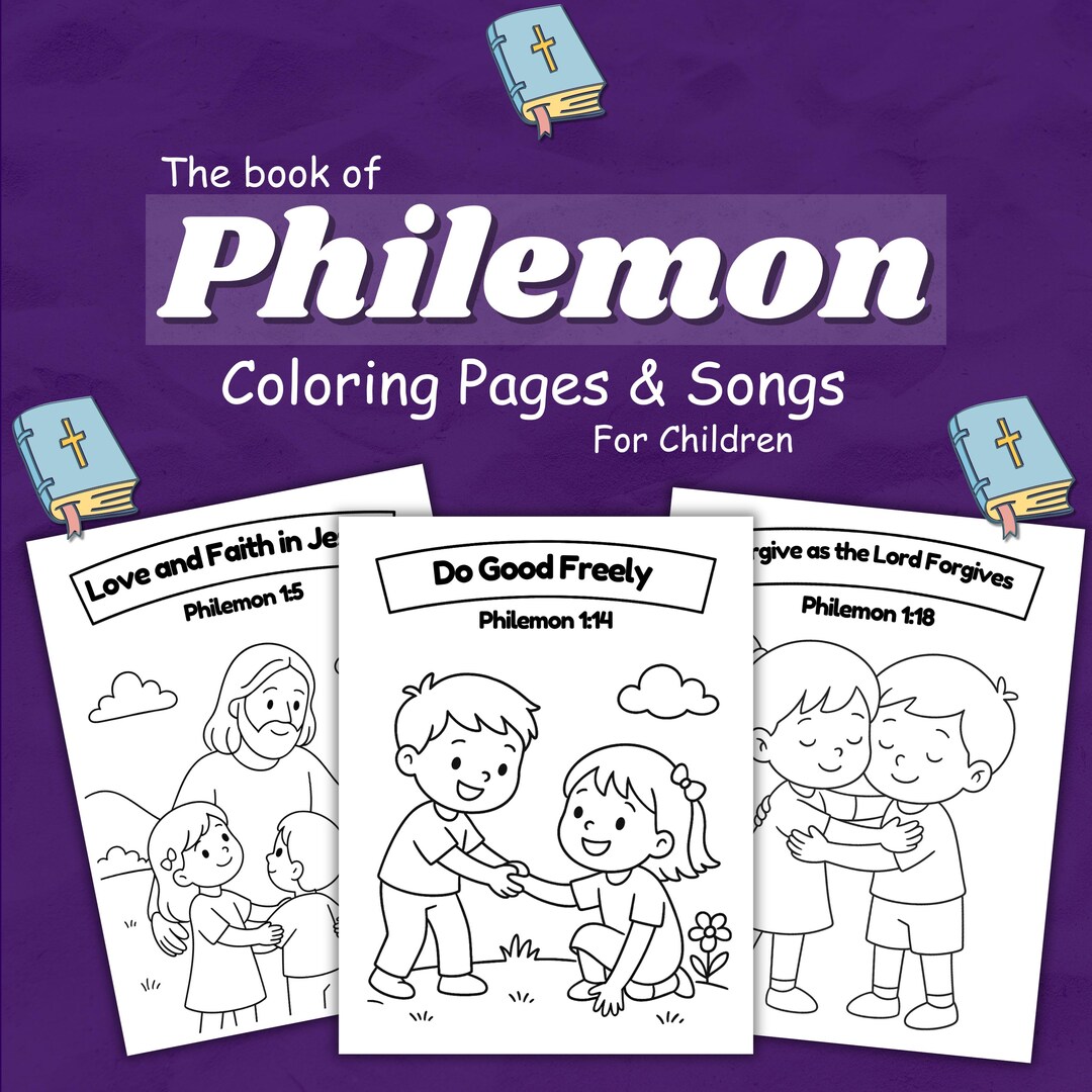 Philemon Bible Coloring Pages and Songs for Kids (instant Download ...