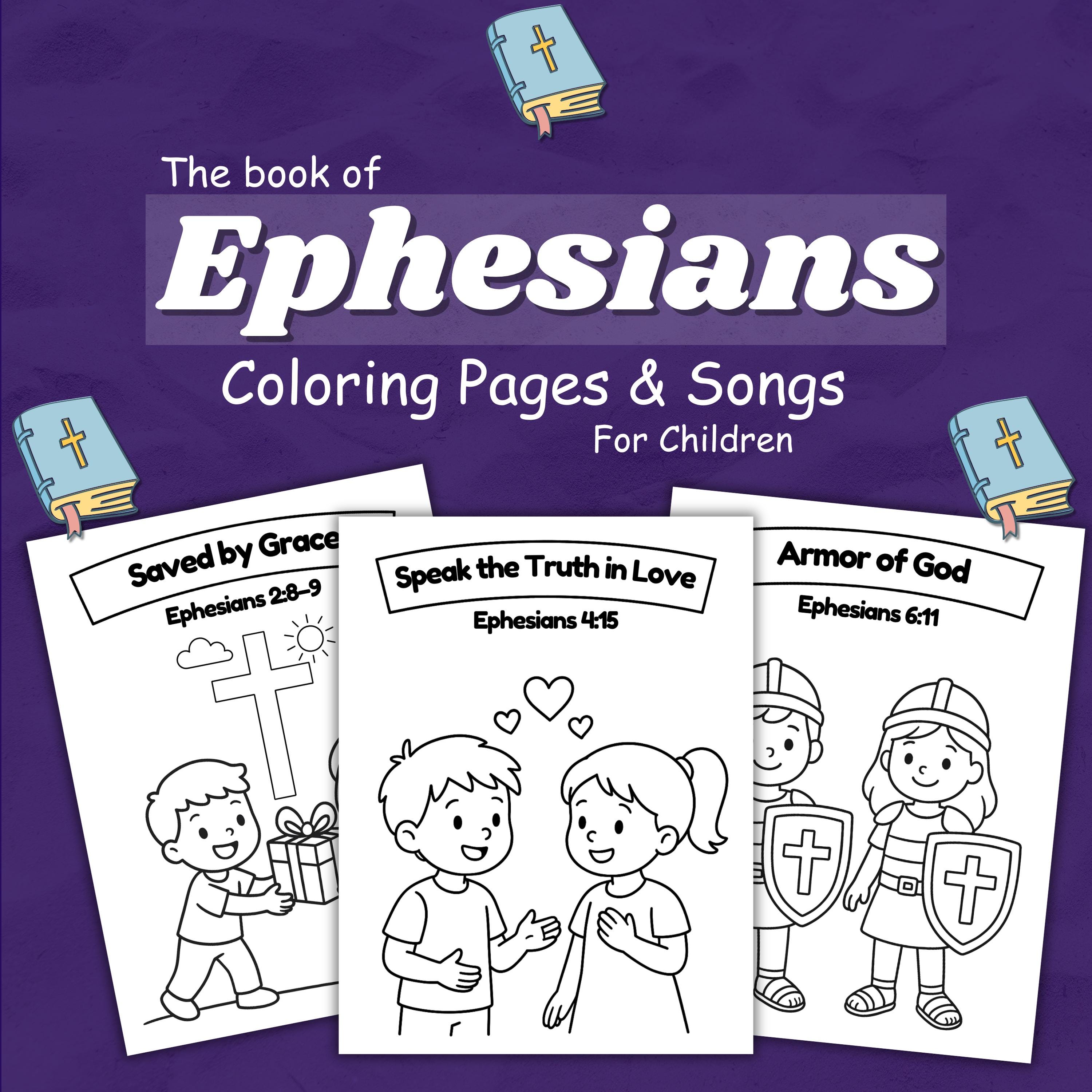 Ephesians Bible Coloring Pages and Songs for Kids (instant Download) - Etsy