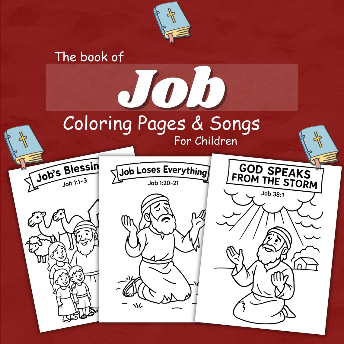 Job- Bible Coloring Pages and Songs for Kids (instant Download) - Etsy