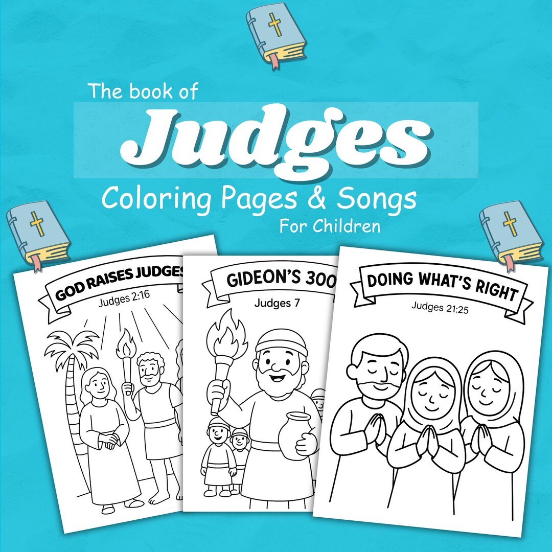 Judges Bible Coloring Pages and Songs for Kids (instant Download) - Etsy