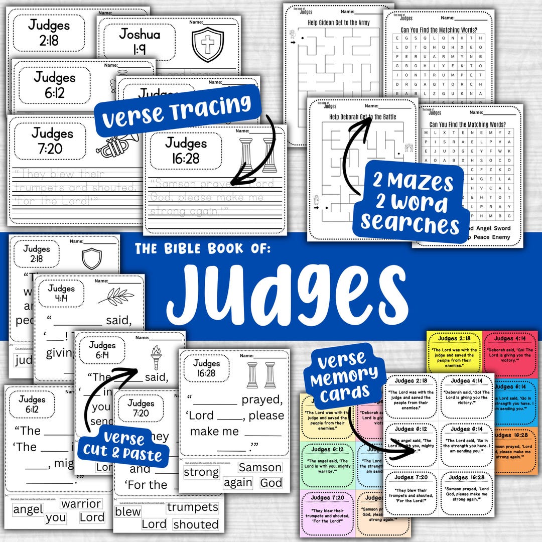 The Bible Book of Judges Verse Memory Activities Cut & Paste (instant ...