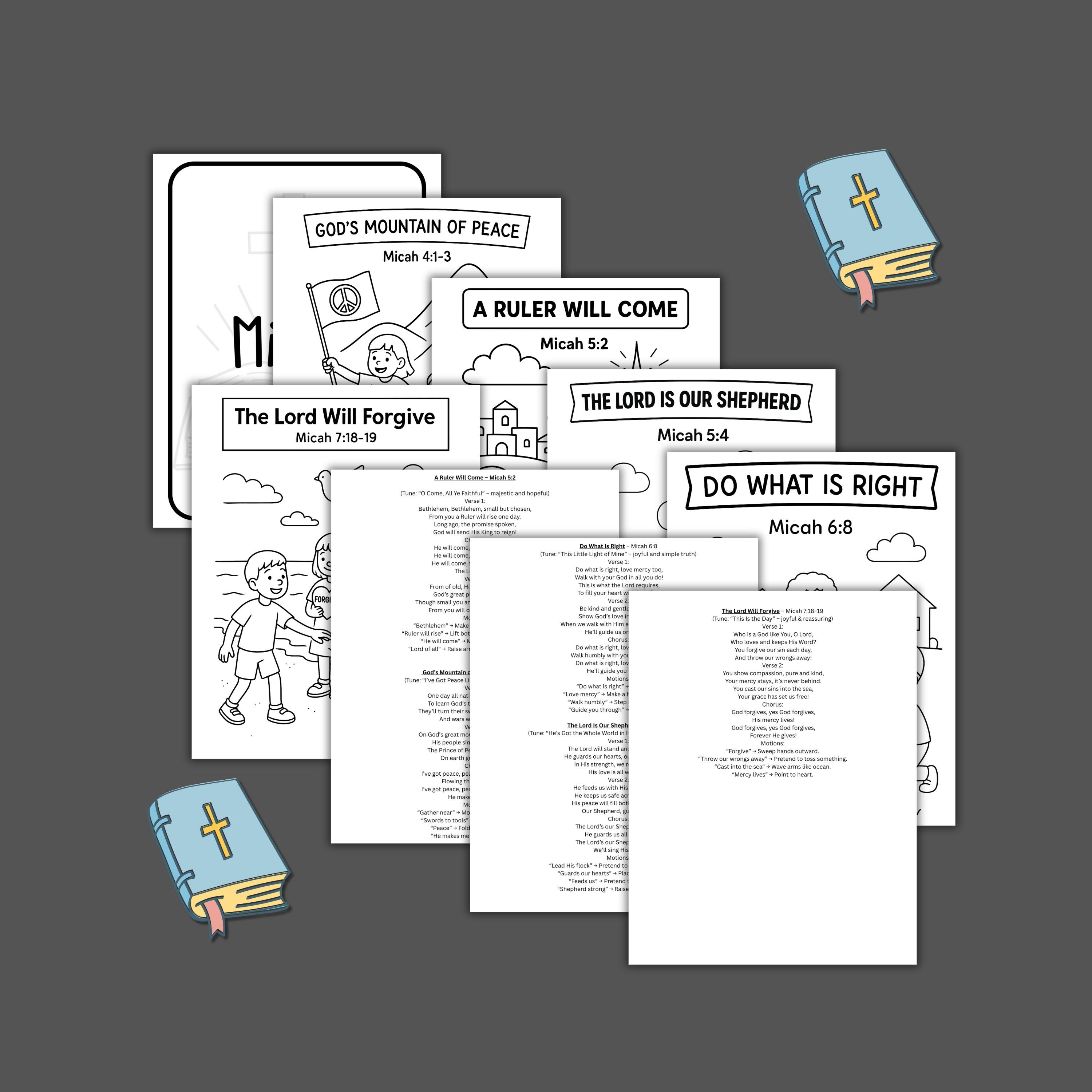 Micah- Coloring Pages and Songs for Kids Learning the Bible (instant ...