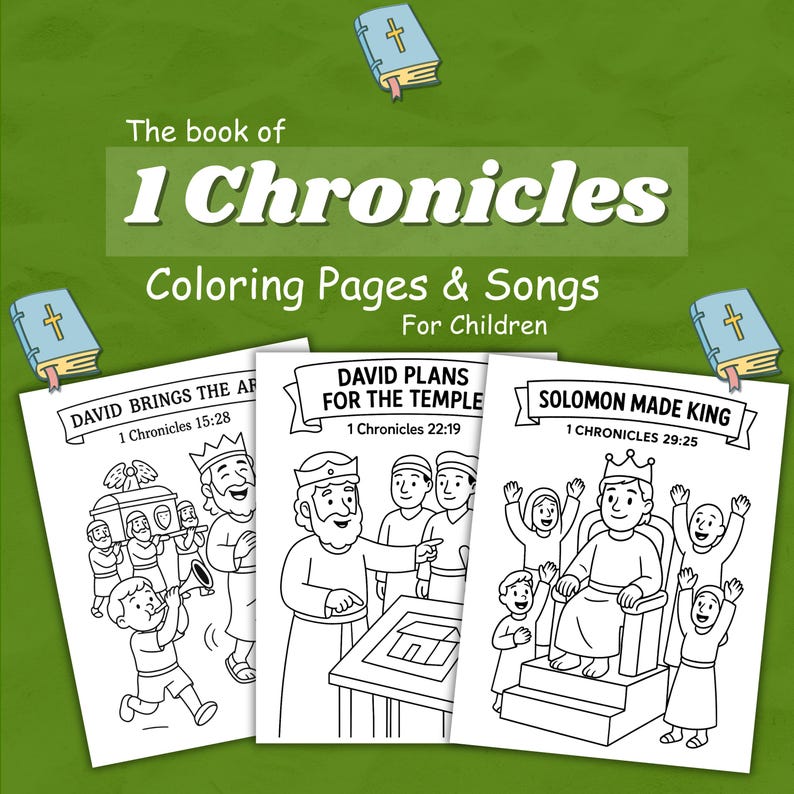 1 Chronicles- Coloring Pages and Songs for Kids Learning the Bible - Etsy