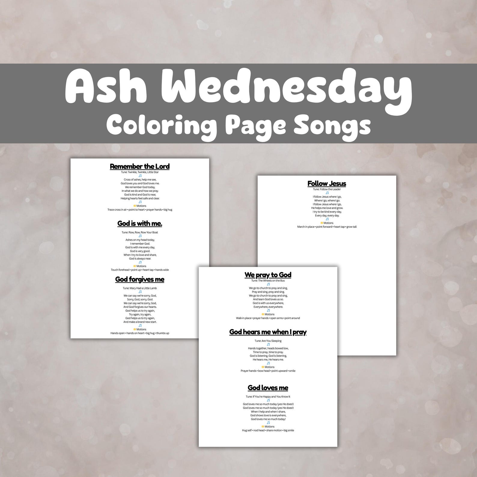 Ash Wednesday Coloring Pages & Songs | Lent Bible Activities for Kids ...