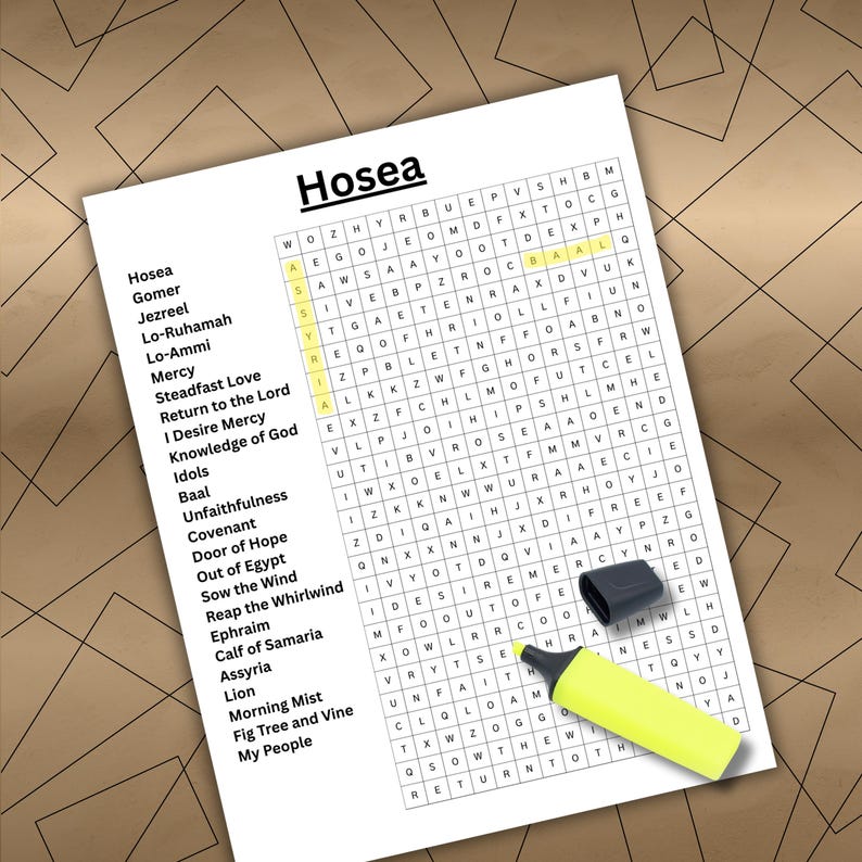 Hosea Bible Activities: Crossword, Word Search, and Word Scramble ...