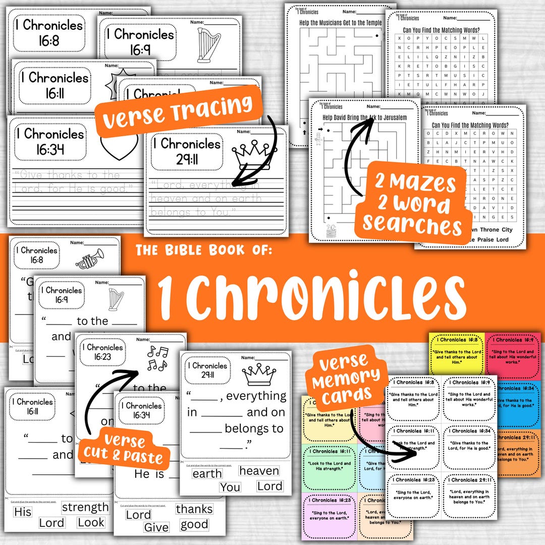 The Bible Book of 1 Chronicles Verse Memory Activities Cut & Paste ...