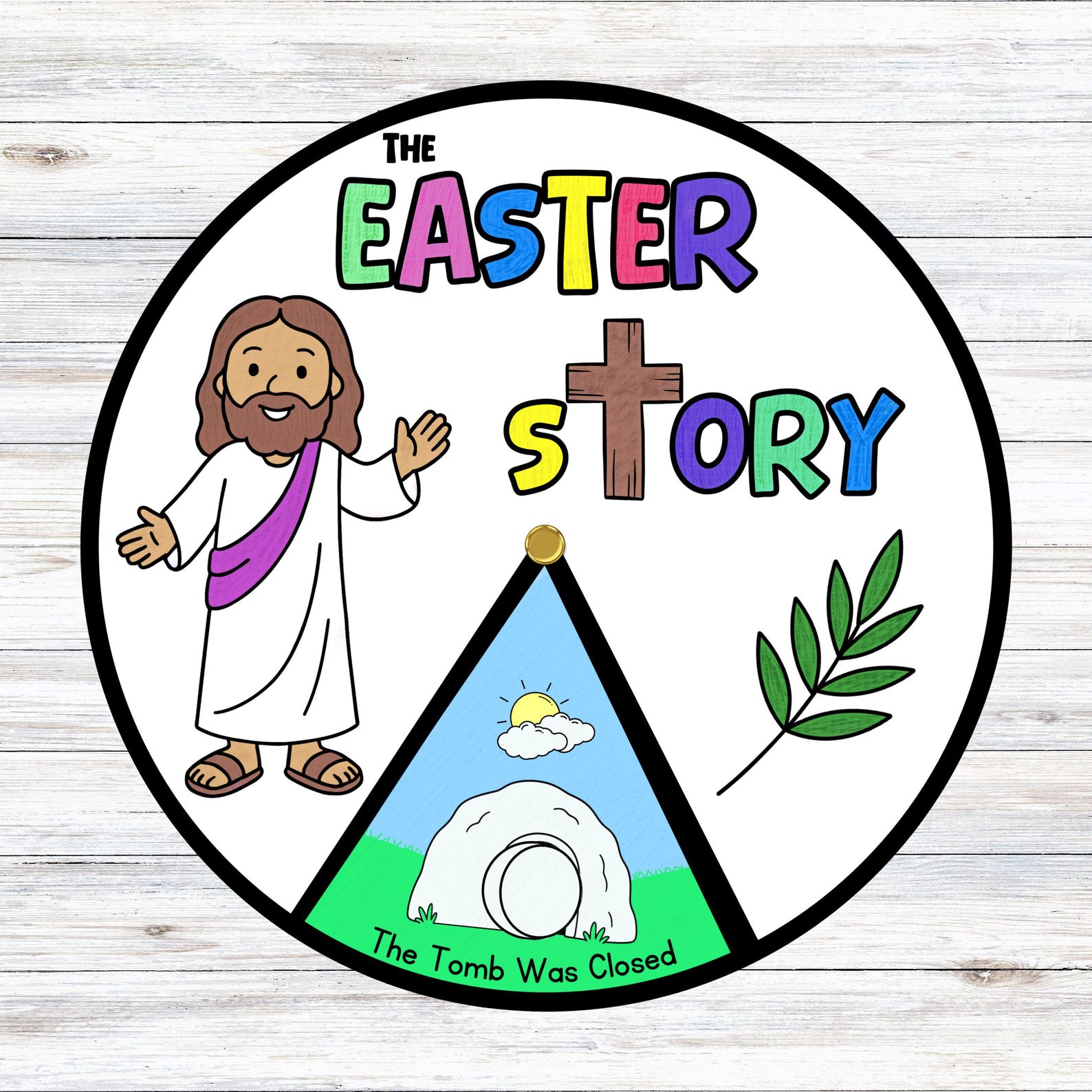 Christian Easter Craft Coloring Activity Wheel He Has Risen! (instant ...