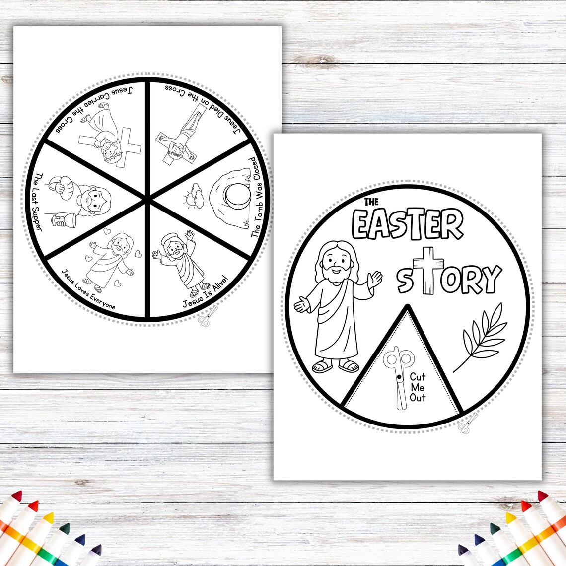Christian Easter Craft Coloring Activity Wheel He Has Risen! (instant ...