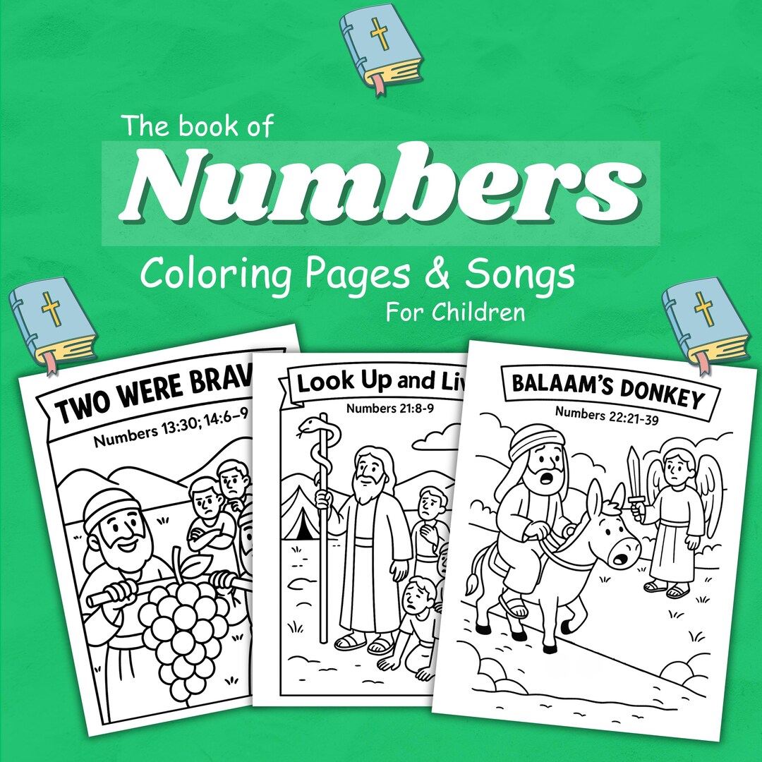 Bible Book of Numbers Coloring Pages and Songs for Kids - Etsy Canada