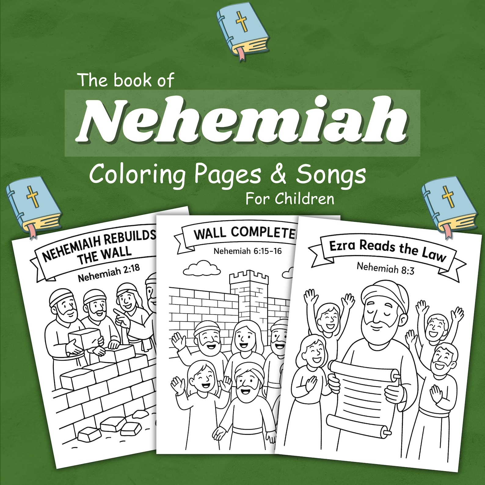 Nehemiah- Coloring Pages and Songs for Kids Learning the Bible(instant ...