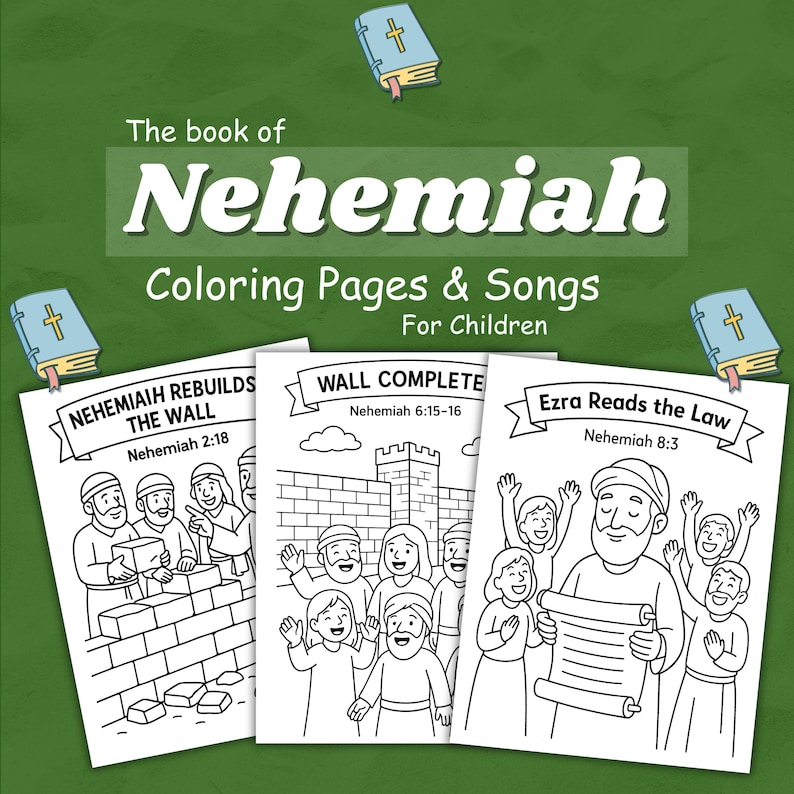 Nehemiah- Coloring Pages and Songs for Kids Learning the Bible(instant ...